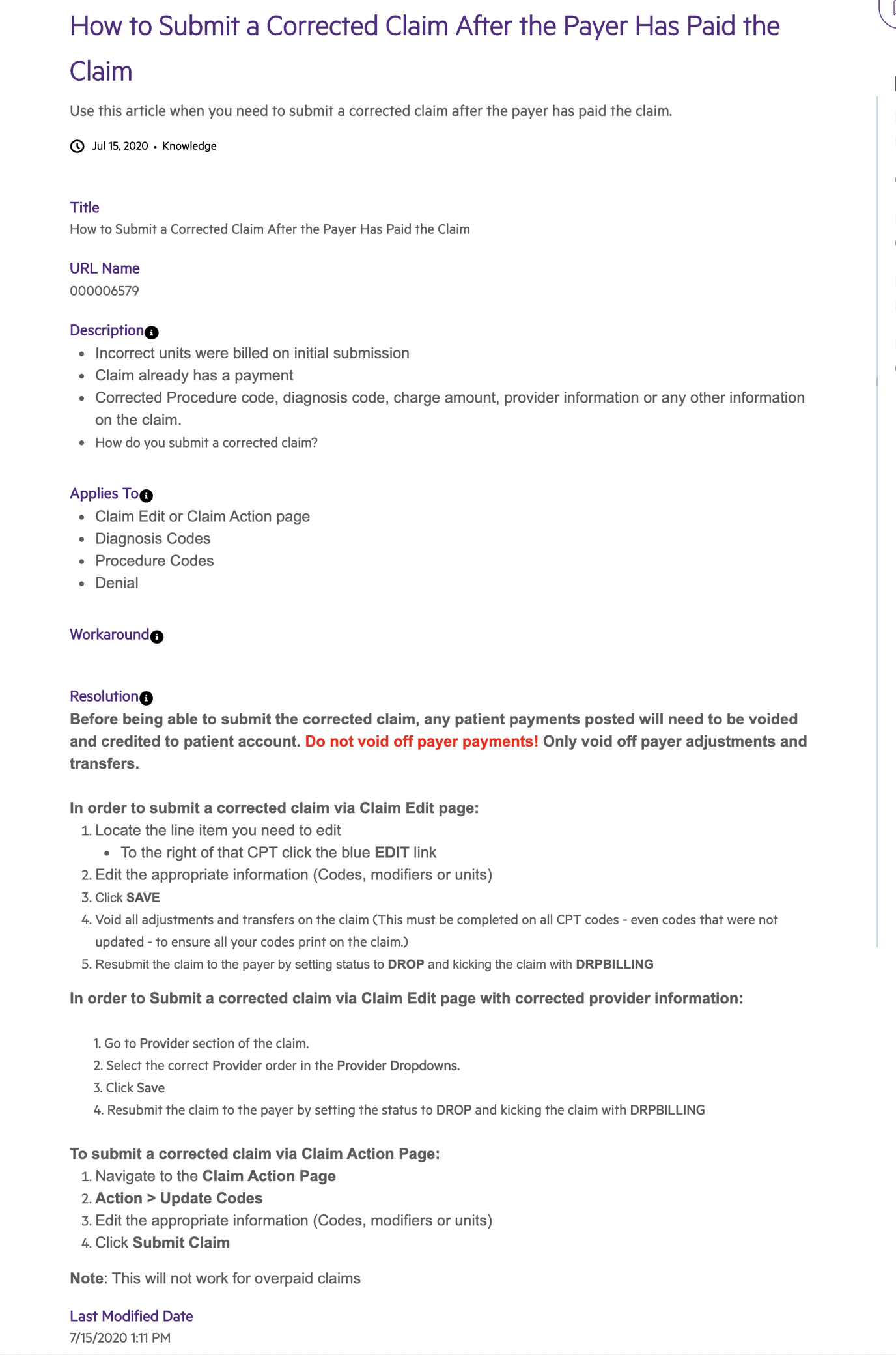 How Do I edit/revise a claim that has been processed in Athena?
